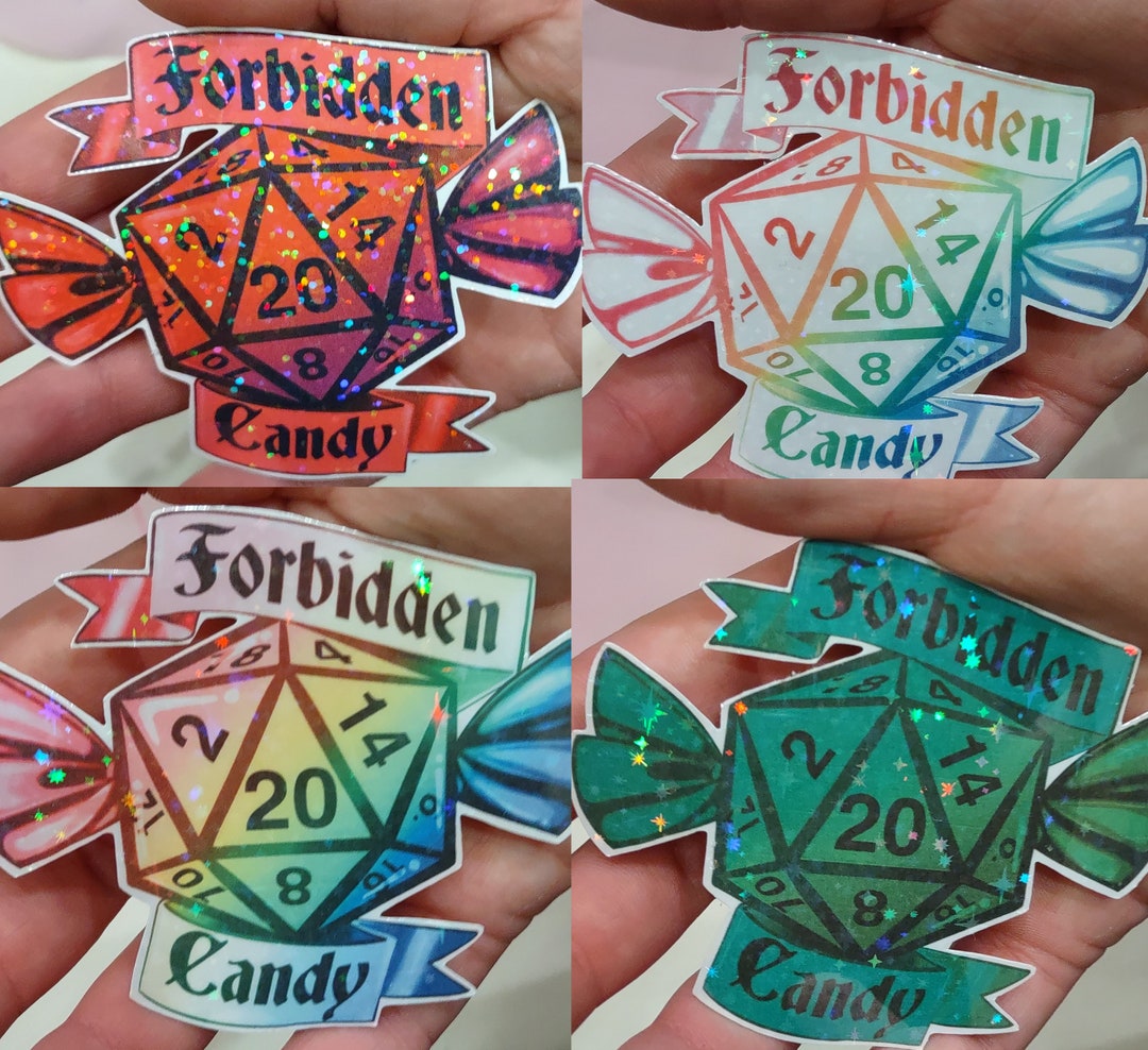 Forbidden Candy Dice Sticker, Large Dnd RPG Holographic Decal for ...