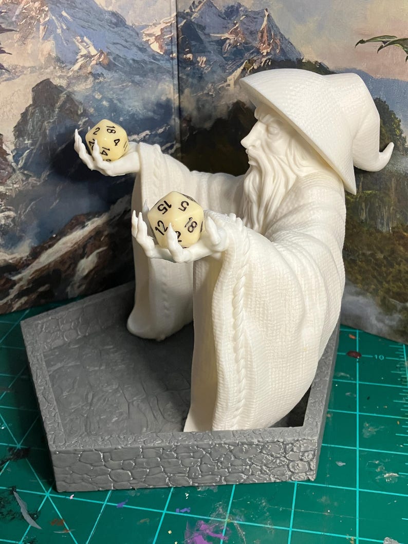 Wizard Dice Tower With Removable Hat - Roll D20 Die Through His Head ...