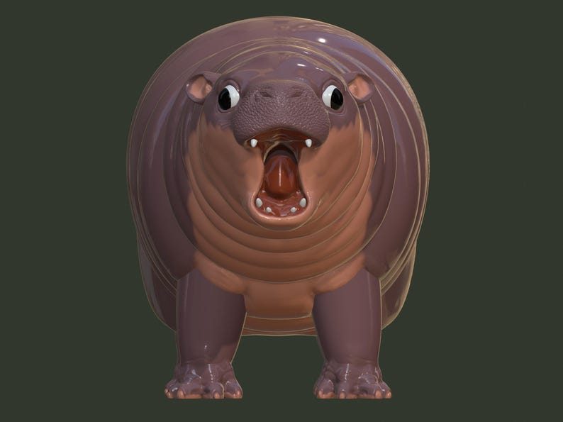 Angry Hippo Baby Figure - Hippo Animal Baby Ready to Bite and Throw ...