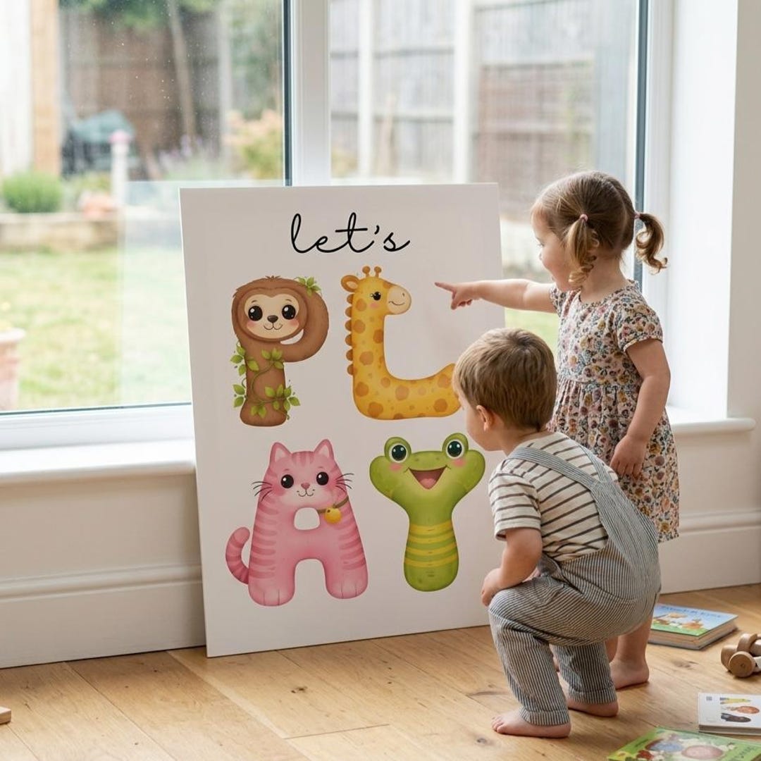Animal Alphabet Nursery Wall Art, Sloth Giraffe Cat Frog Playroom Decor ...