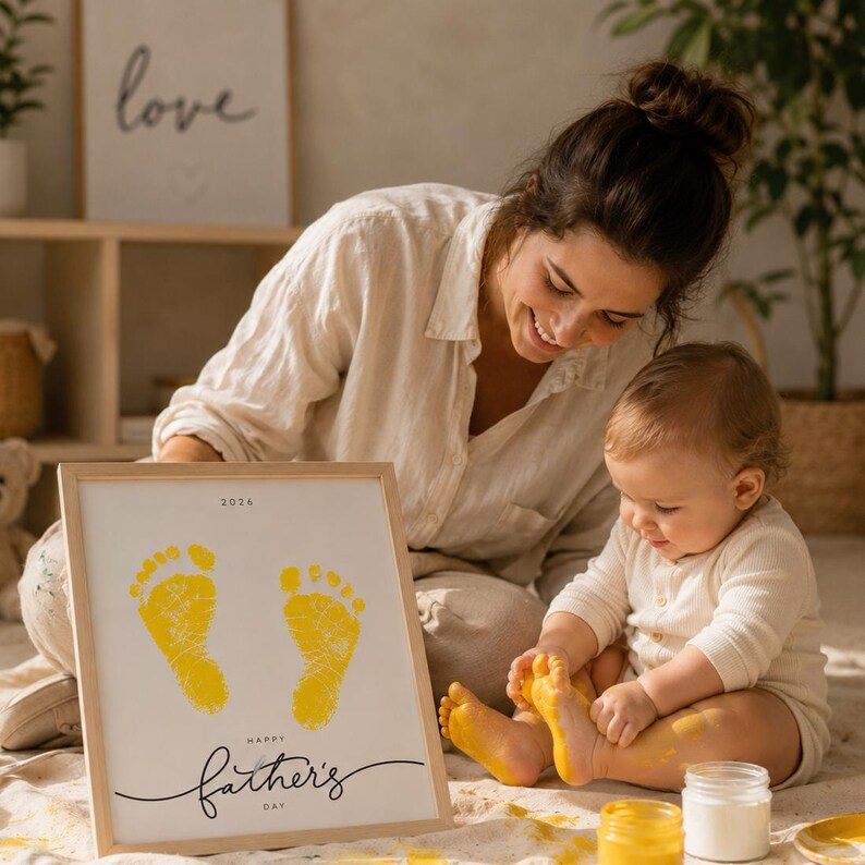 Father's Day Handprint Footprint Craft Keepsake Gift (digital Download ...