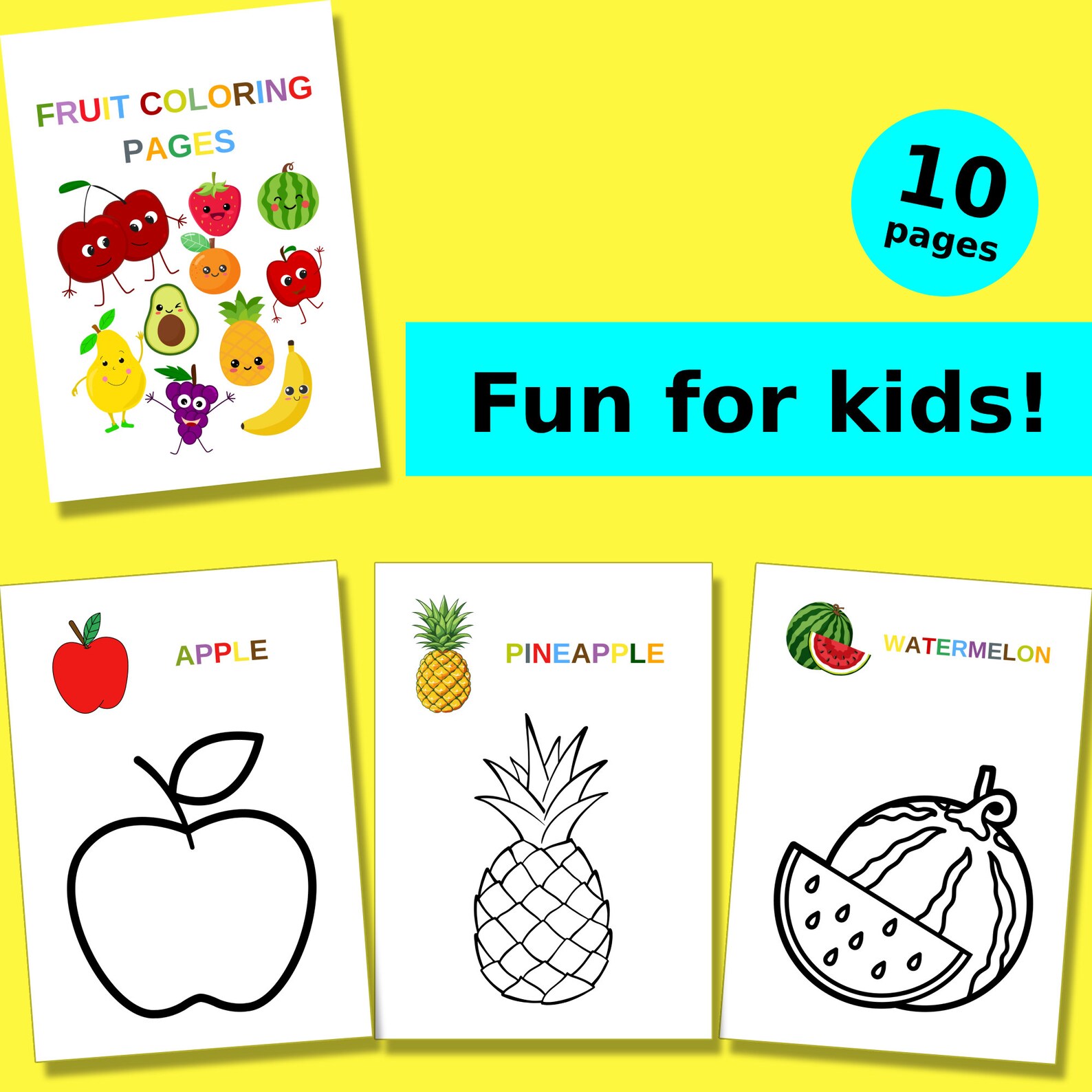 10 Printable Coloring Pages for Kids, Toddlers, Preschoolers, Coloring ...