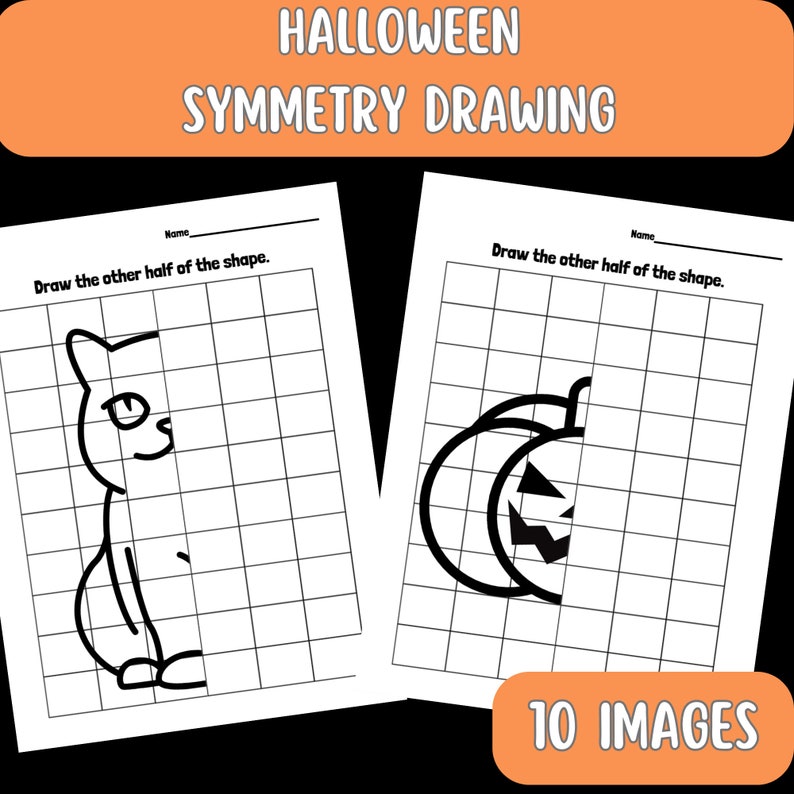 Symmetry Drawing, Halloween Symmetry Drawing, Lines of Symmetry ...