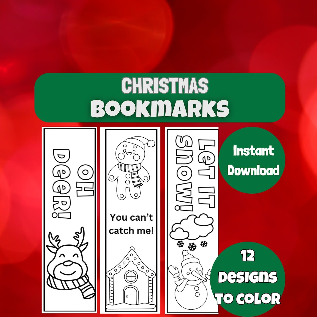 Printable Color Your Own Christmas Bookmarks DIY Coloring - Etsy