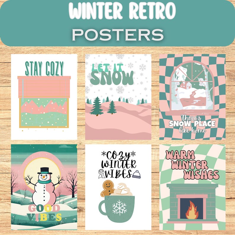 Winter Gallery Wall Set of 12 Prints, Winter Classroom Posters, Retro ...
