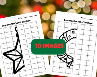 Symmetry Drawing, Winter Symmetry Drawing, Lines of Symmetry Activities ...