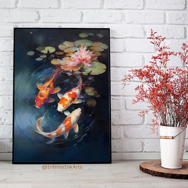 Koi Pond Art - Etsy
