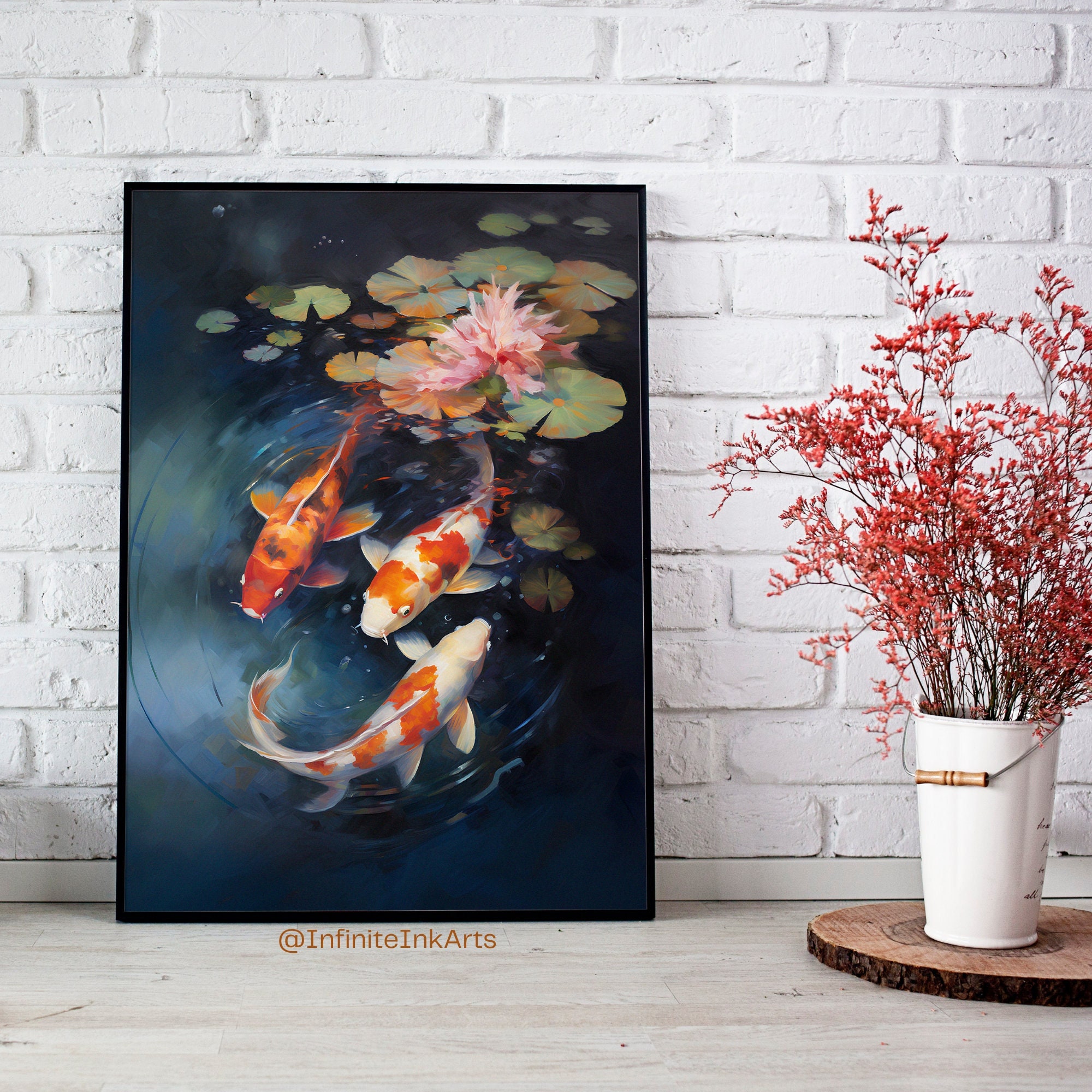 Printable Koi and Water Lily Wall Deco Spring & Summer Decoration Art ...