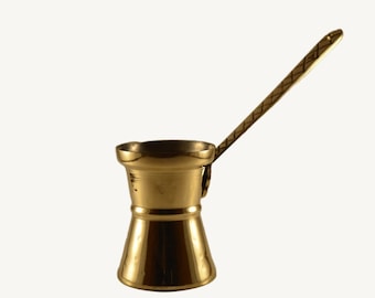 Greek Traditional Handmade Carved Copper Coffee Pot (briki) With Wooden ...