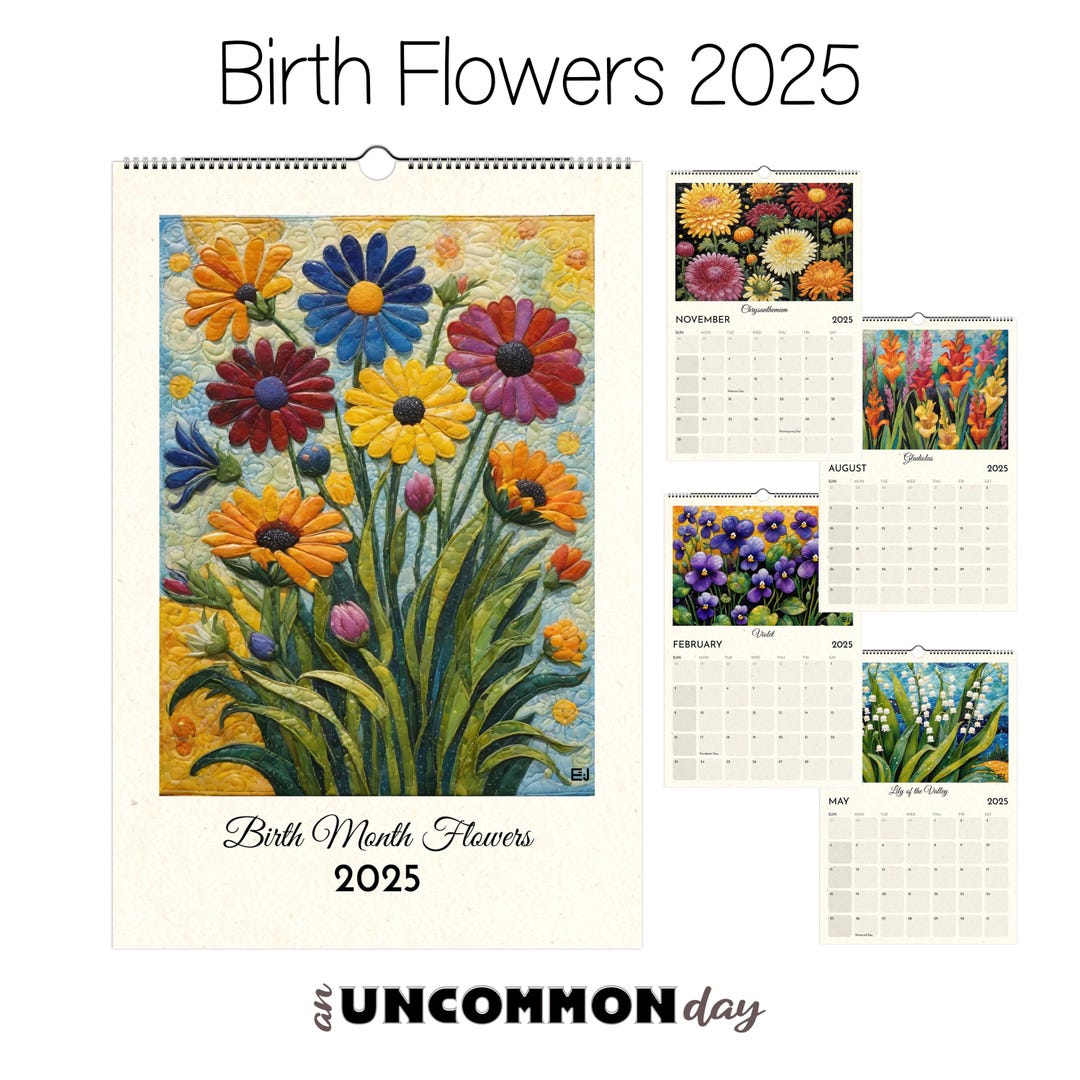 Birth Month Flowers 2025 Calendar, Botanical Wall Art, Floral Monthly ...