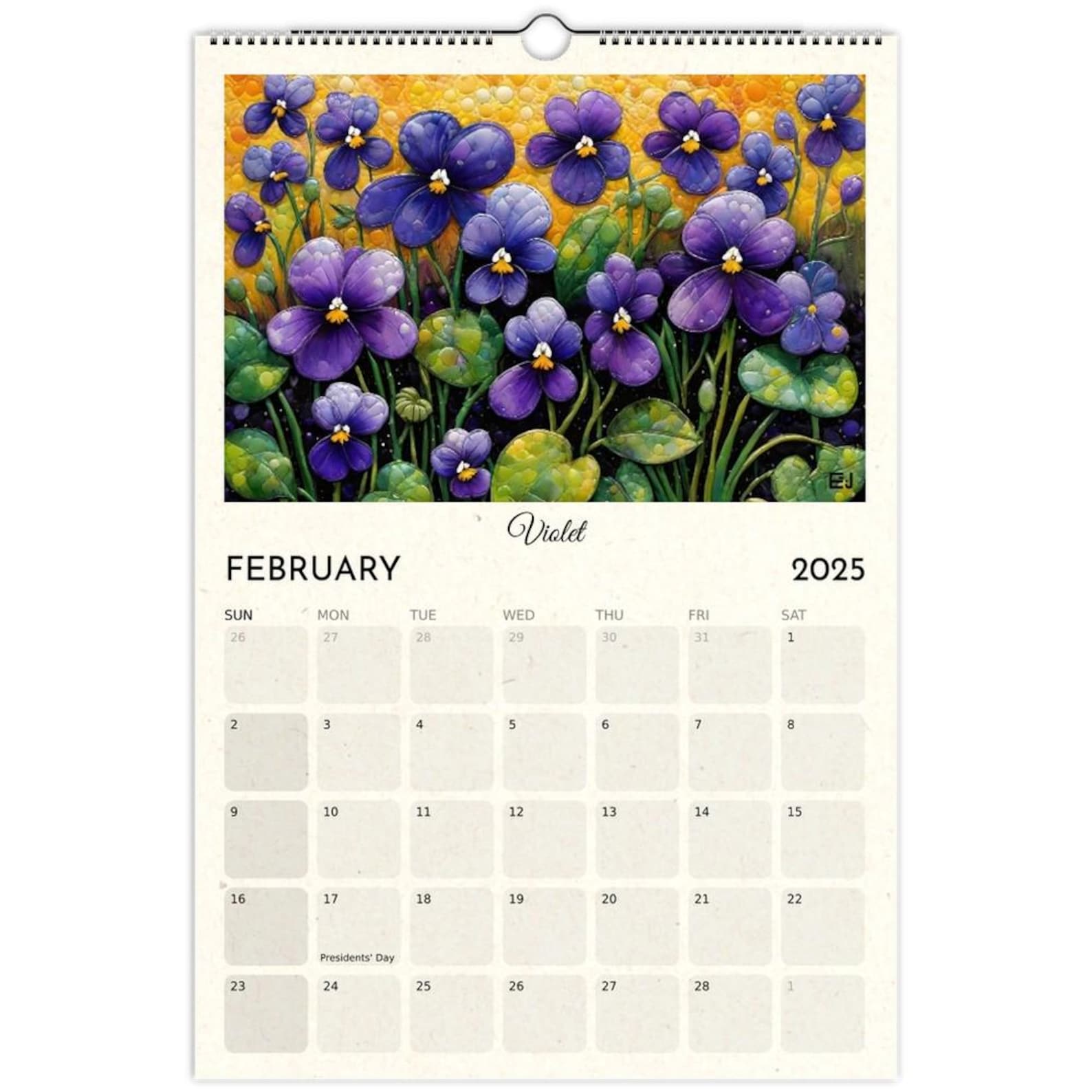 Birth Month Flowers 2025 Calendar, Botanical Wall Art, Floral Monthly ...
