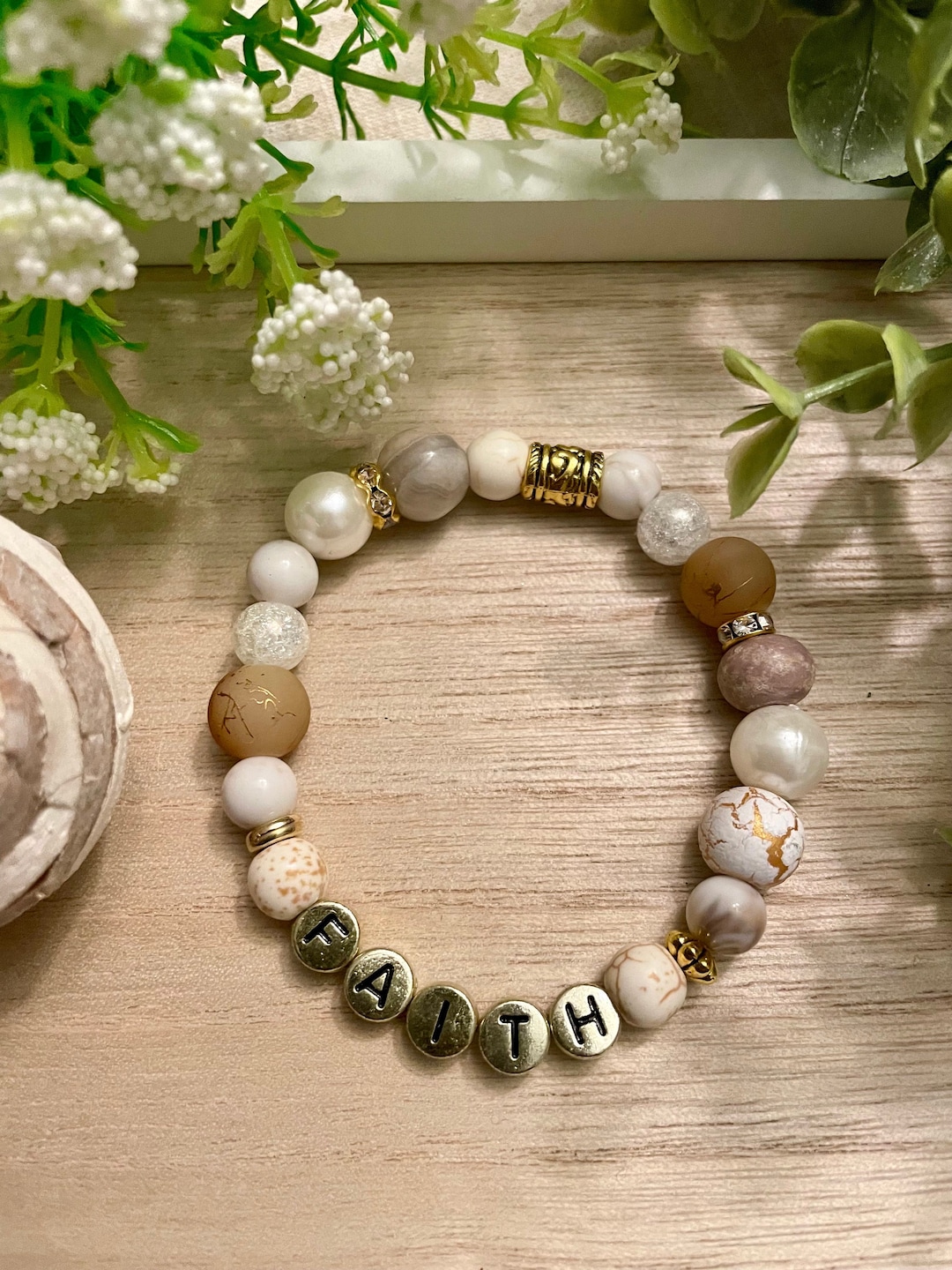 Faith Bead Letter Bracelet,word Bracelet, Stretch, Motivational Faith ...
