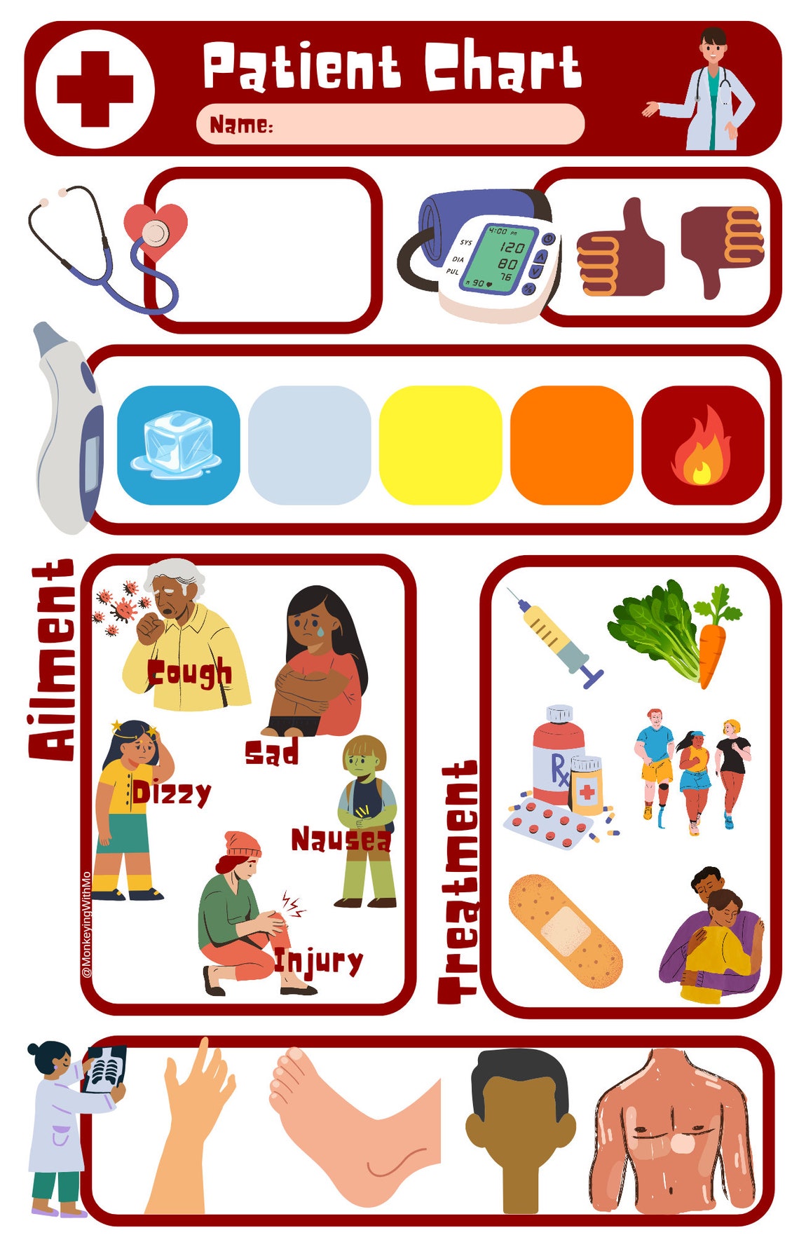 Pretend Play Patient Chart With X-rays - Etsy