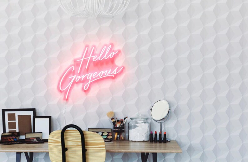 Hello Gorgeous LED Neon Sign, Pink Beauty Salon Wall Art - Etsy