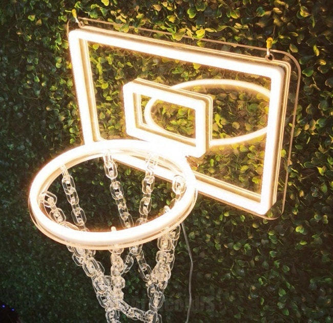 LED Neon Basketball Hoop Art: Kids Room Wall Decor (14x8.5" Inches) - Etsy