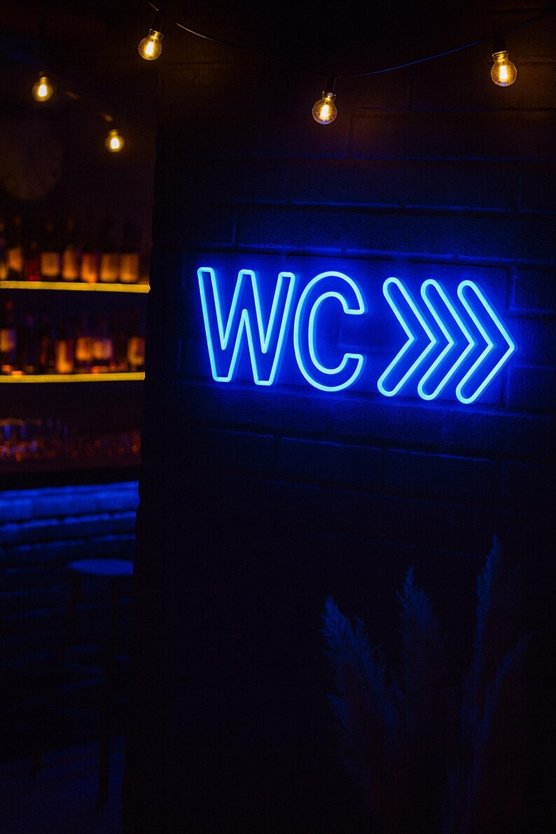 WC Neon Sign – Glow in the Dark Toilet Sign Bathroom Door Neon Light ...