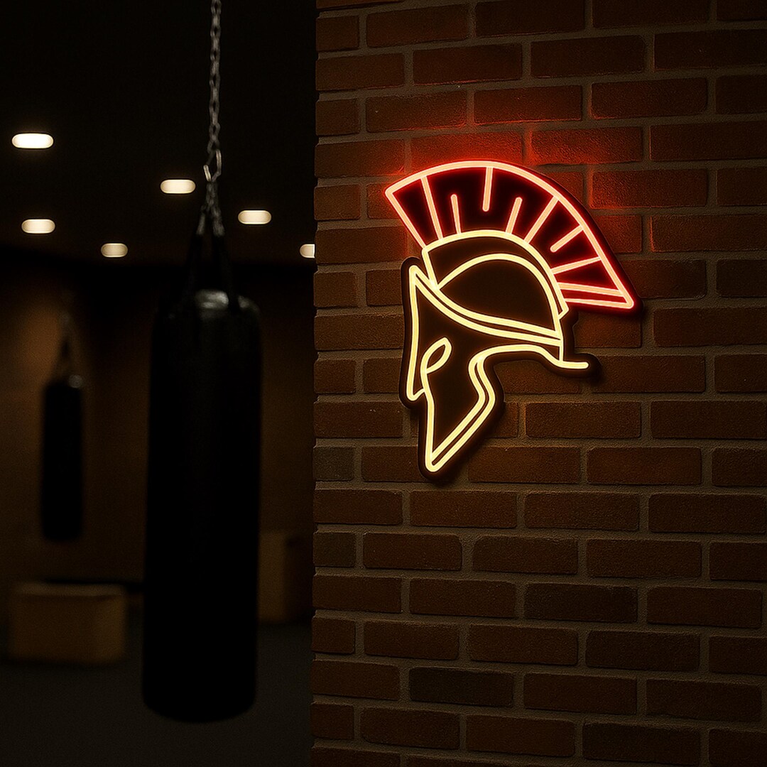 Spartan Helmet Neon Sign – Gym Decor, Man Cave LED Wall Art - Etsy