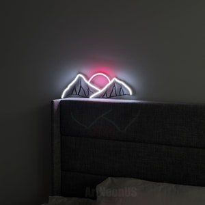 Mountain Neon Sign as a Sunset Art Lamp, Mountain LED Sign as a Bedroom ...