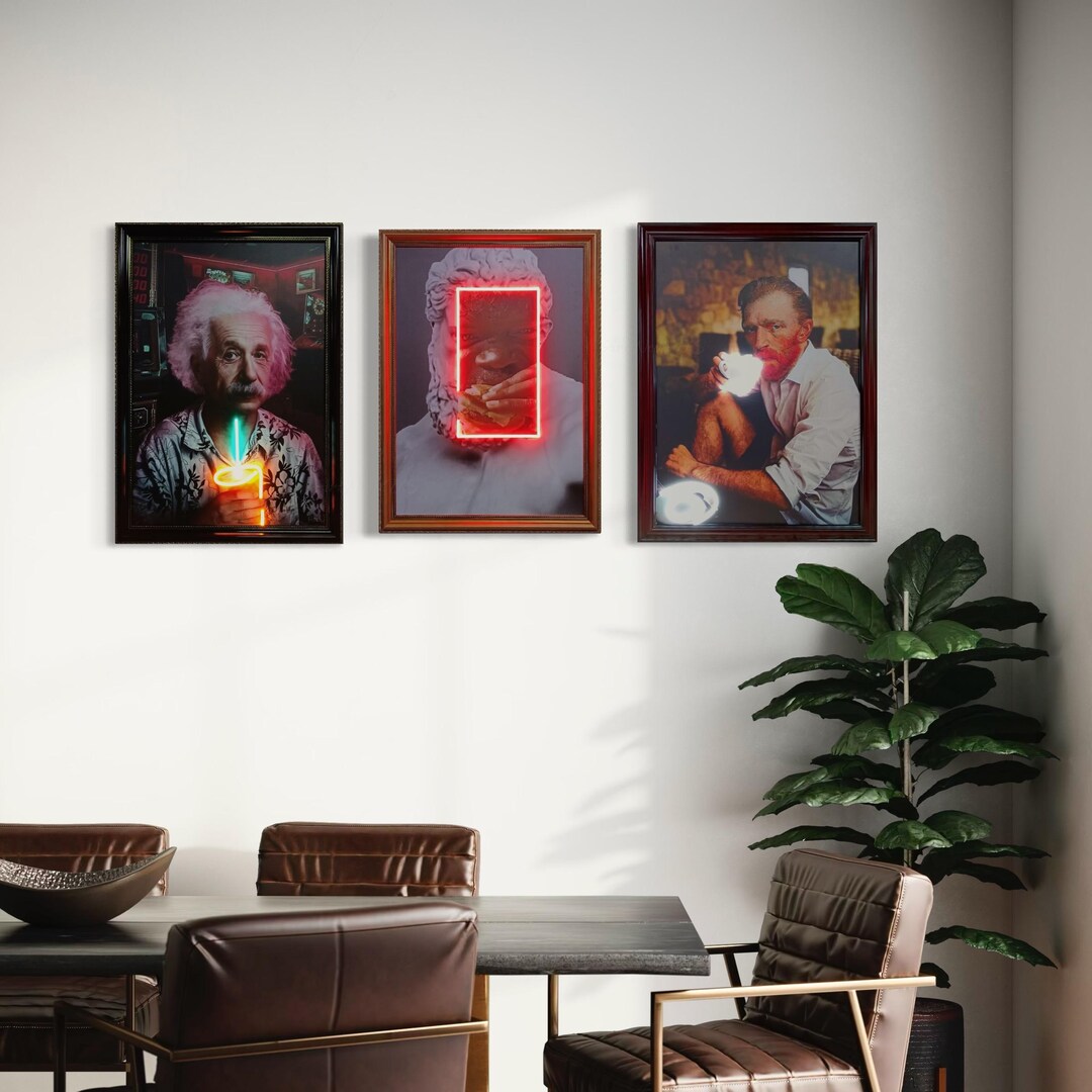 Neon Painting With Van Gogh, Einstein Wall Art With Neon, Van Gogh ...