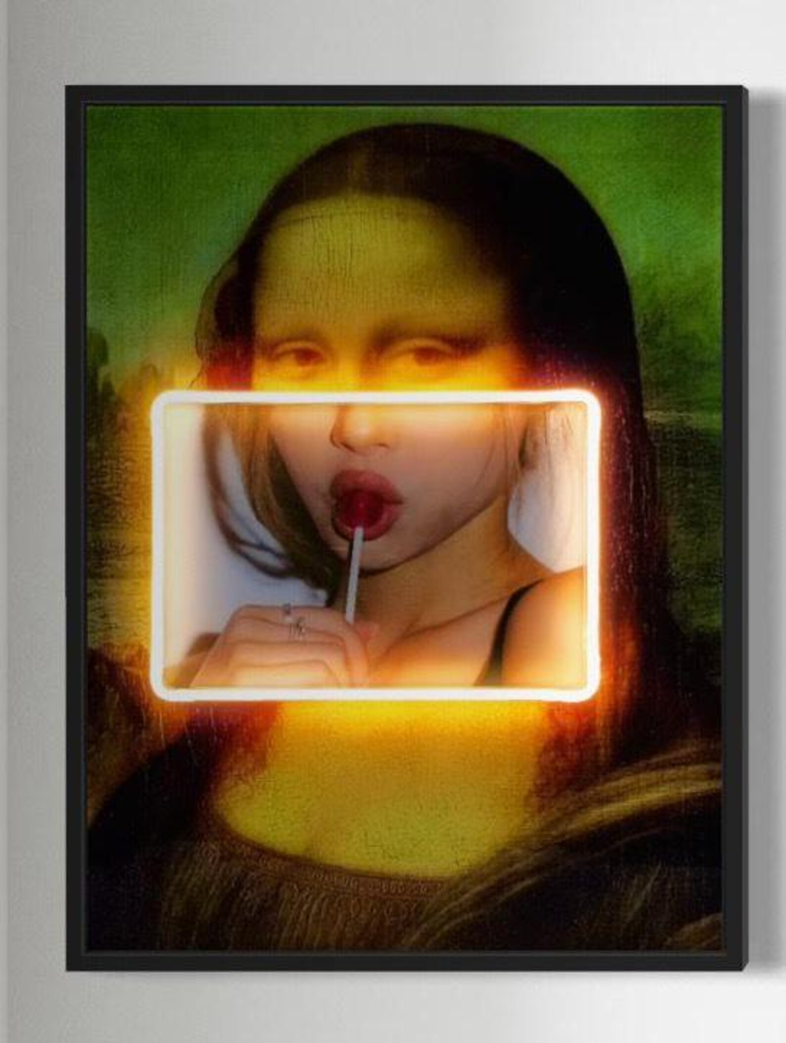 Pop Art With Mona Lisa Neon Poster, Unique Neon Wall Art With Mona Lisa ...