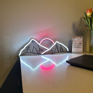 Mountain Neon Sign as a Sunset Art Lamp, Mountain LED Sign as a Bedroom ...
