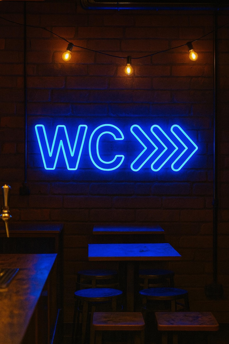 WC Neon Sign – Glow in the Dark Toilet Sign Bathroom Door Neon Light ...