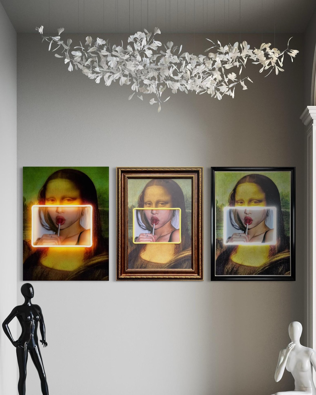 Neon Print Art With Mona Lisa, Neon Mona Lisa Wall Decor, Leonardo Da ...