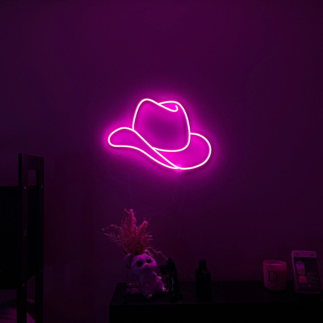 Cowboy Hat Neon Sign Western Art Lamp for Vintage Bedroom Decor, Texas ...
