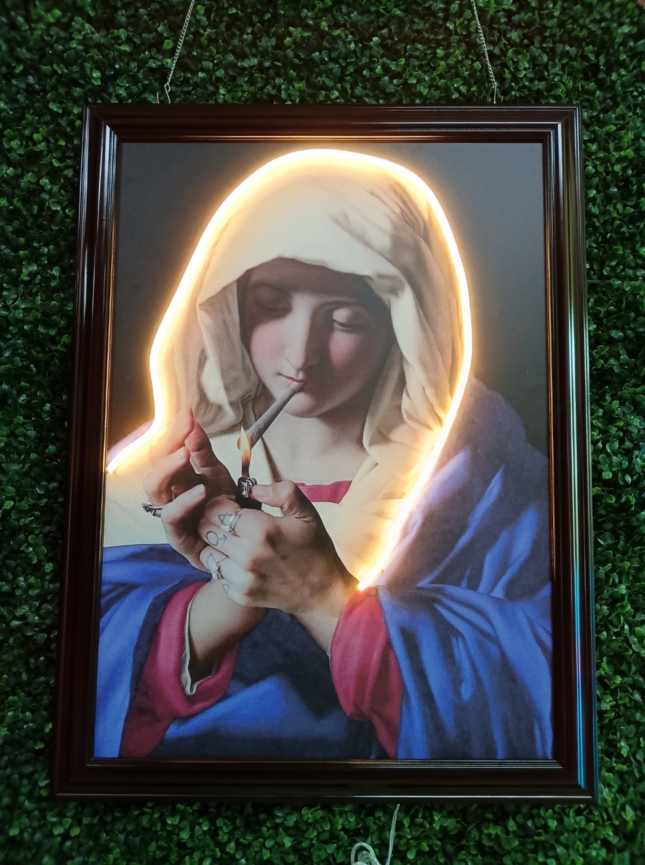 Maria Pop Art With Girl Neon Painting Art, Framed Wall Art, Unique Neon Sign, Pop Culture Custom ...