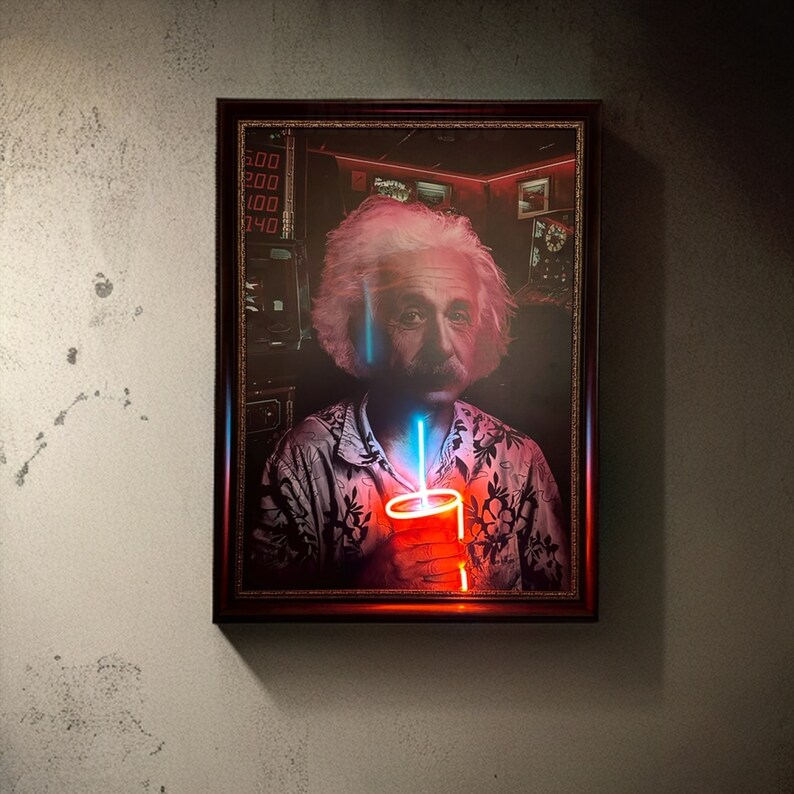 Albert Einstein Painting Neon Art Vintage Neon Poster for a Restaurant ...