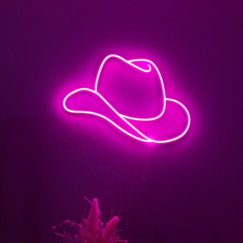 Cowboy Hat Neon Sign Western Art Lamp for Vintage Bedroom Decor, Texas ...