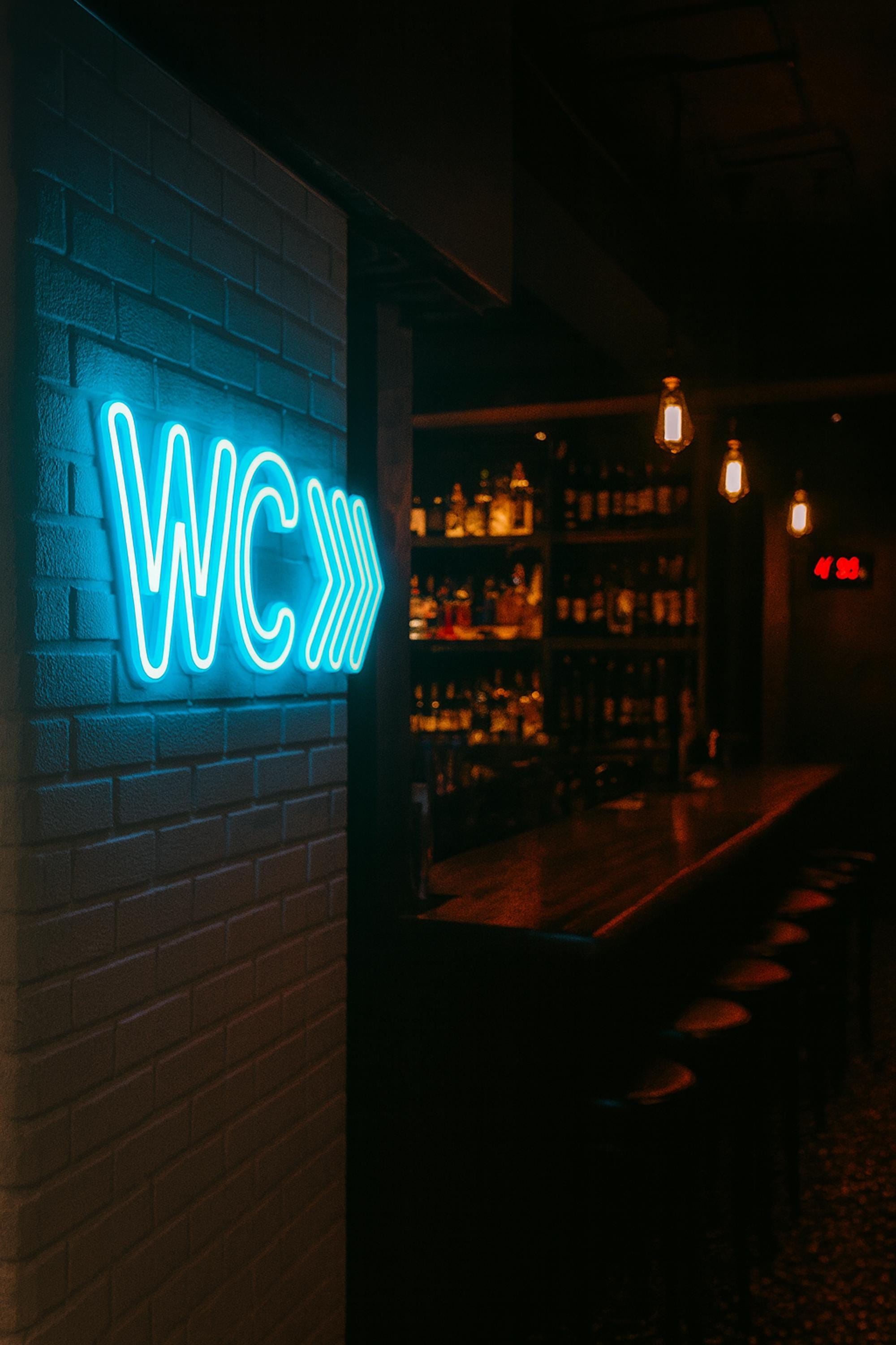 WC Neon Sign – Glow in the Dark Toilet Sign Bathroom Door Neon Light ...