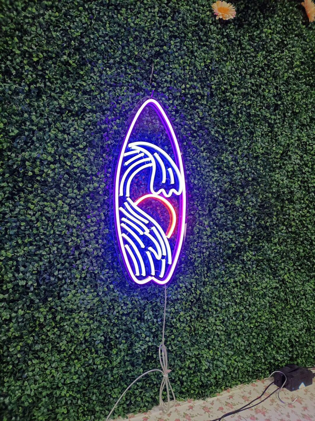 Surfboard Wave LED Neon Sign, Vibrant Beach Decor, Wall Art for Home ...