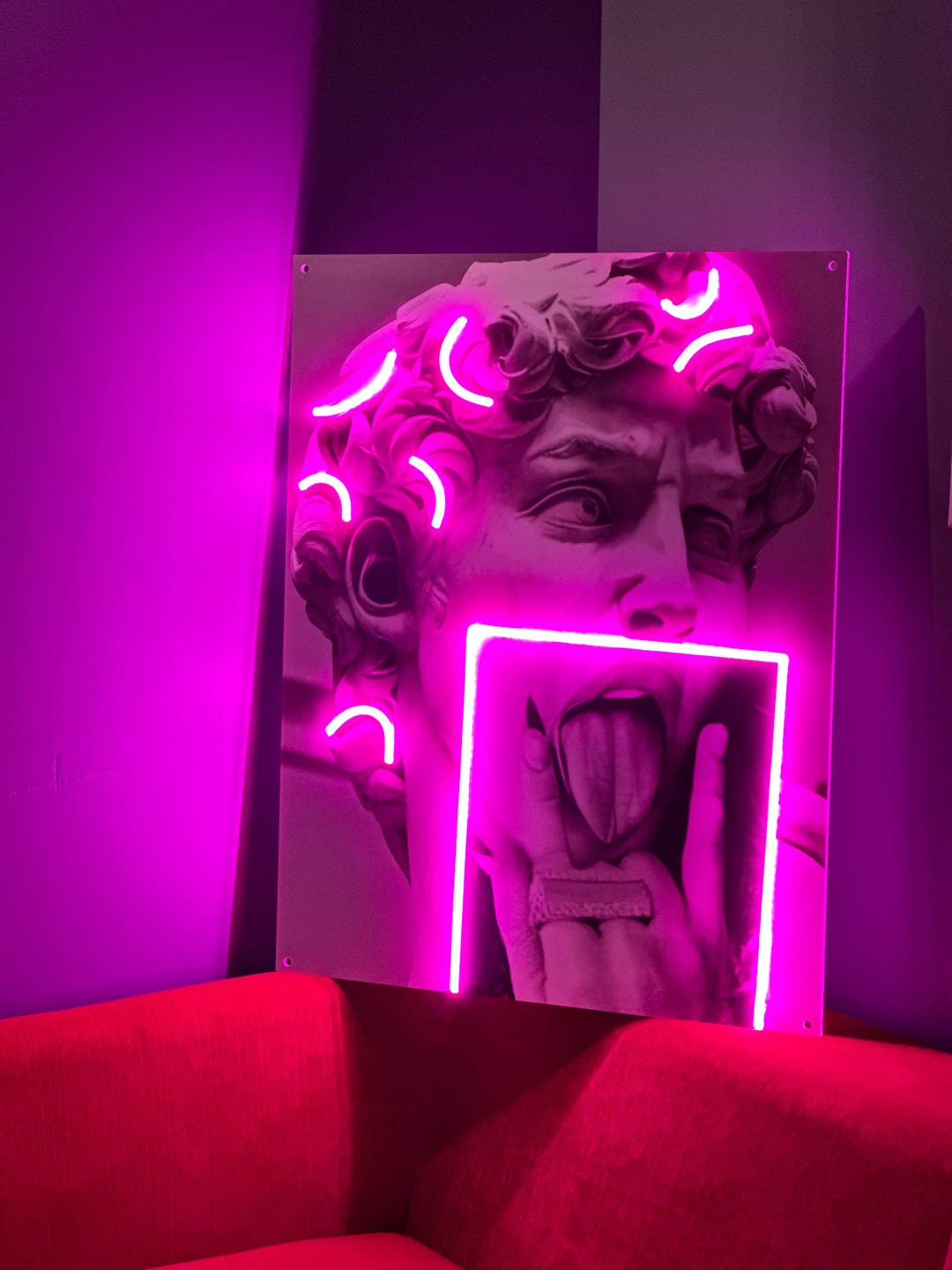 David Neon Painting as a Unique Wall Decor, Michelangelo's David Framed ...