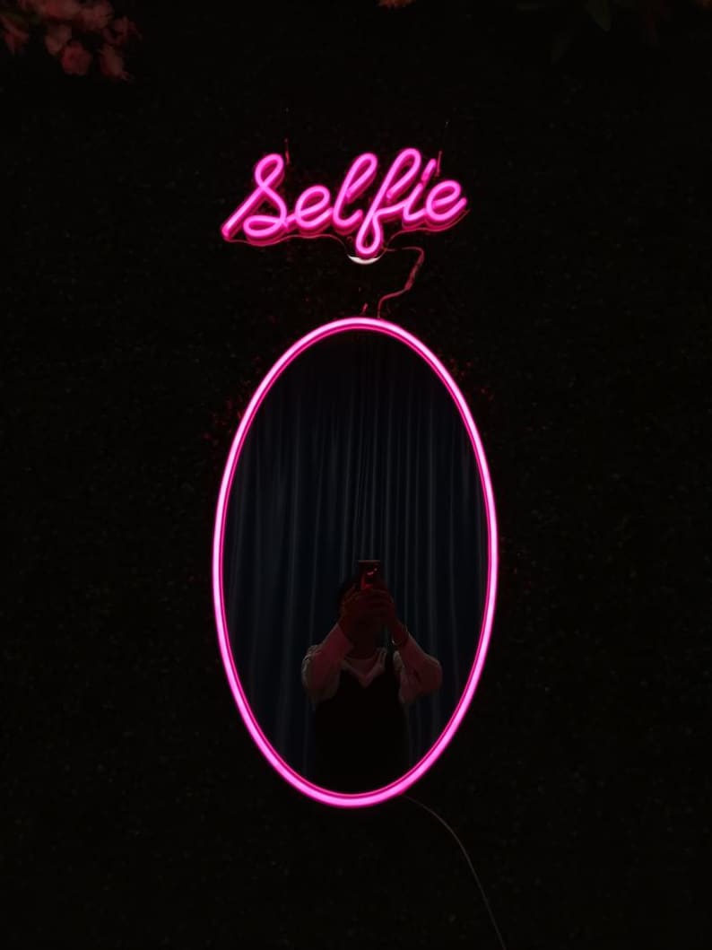 Neon Mirror as a Beauty Salon Decor, Selfie Neon Sign as a Gift for ...