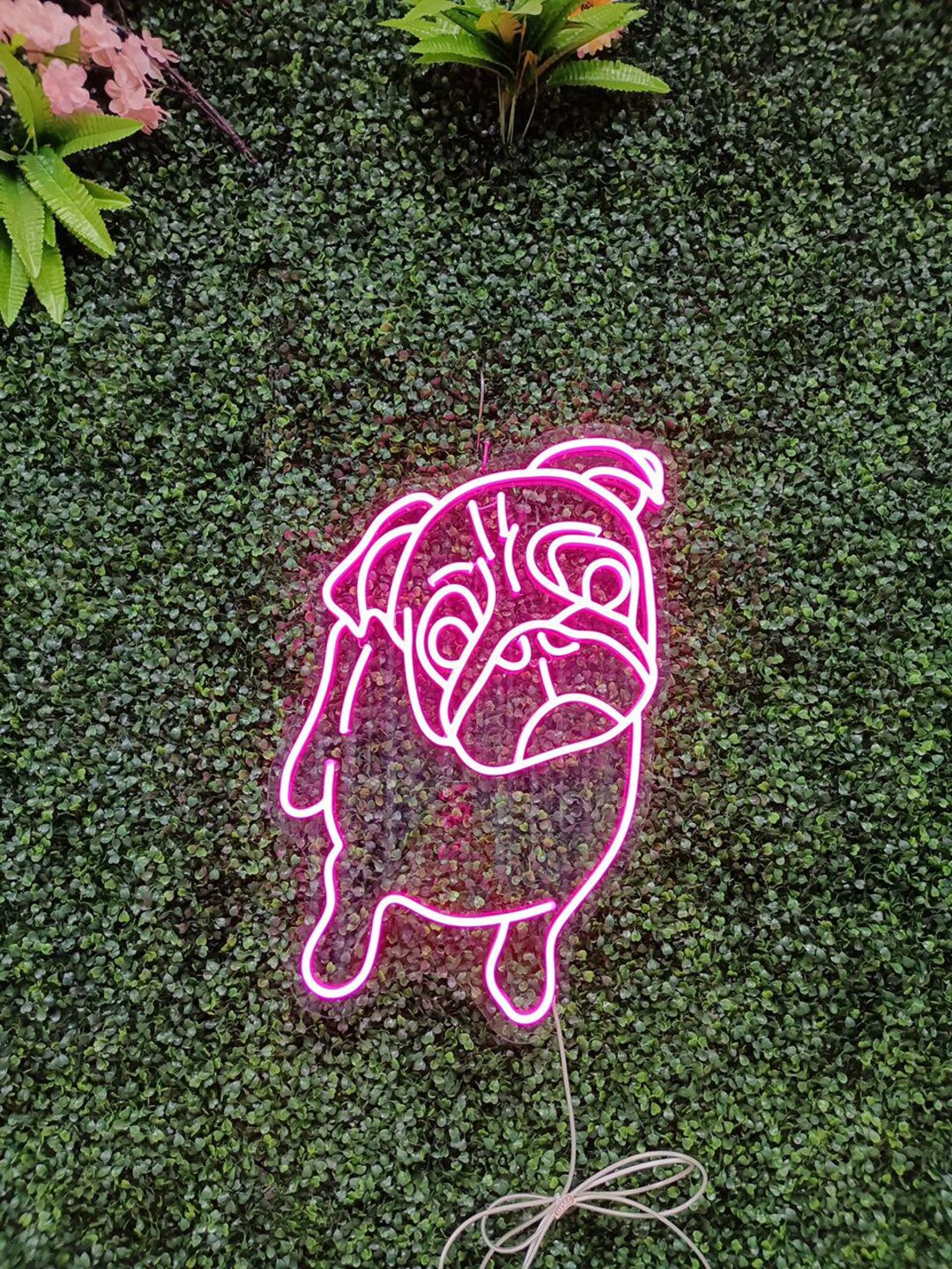 The Pug Neon Sign, Cute Animal Neon Sign, Neon Sign With Pug, Small Dog ...