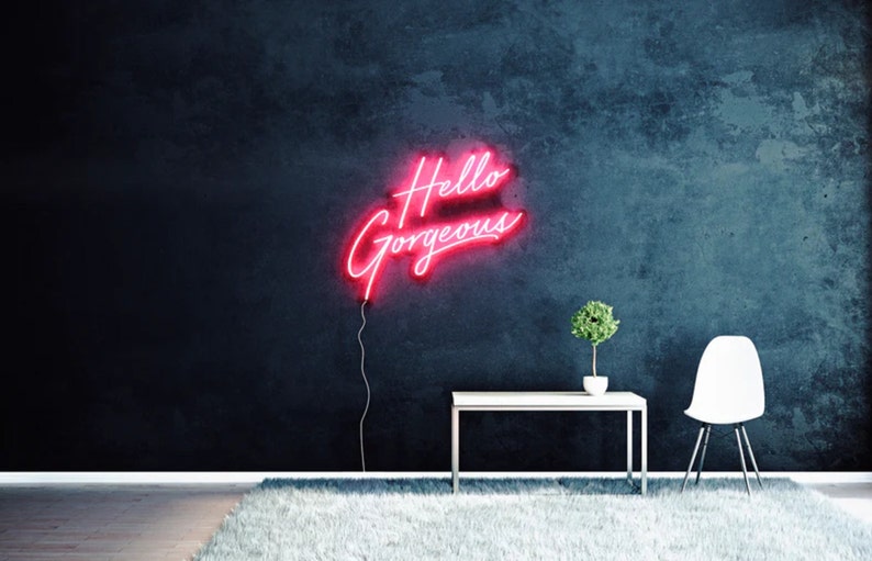 Hello Gorgeous LED Neon Sign, Custom Pink Wall Art for Beauty Salons ...