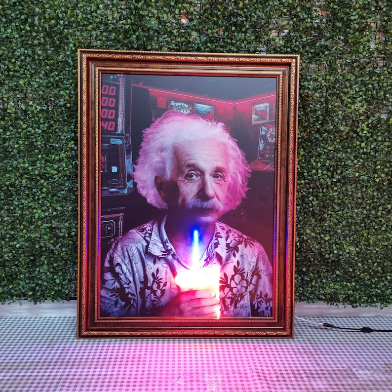 Albert Einstein Painting Neon Art, Vintage Neon Poster for a Restaurant ...