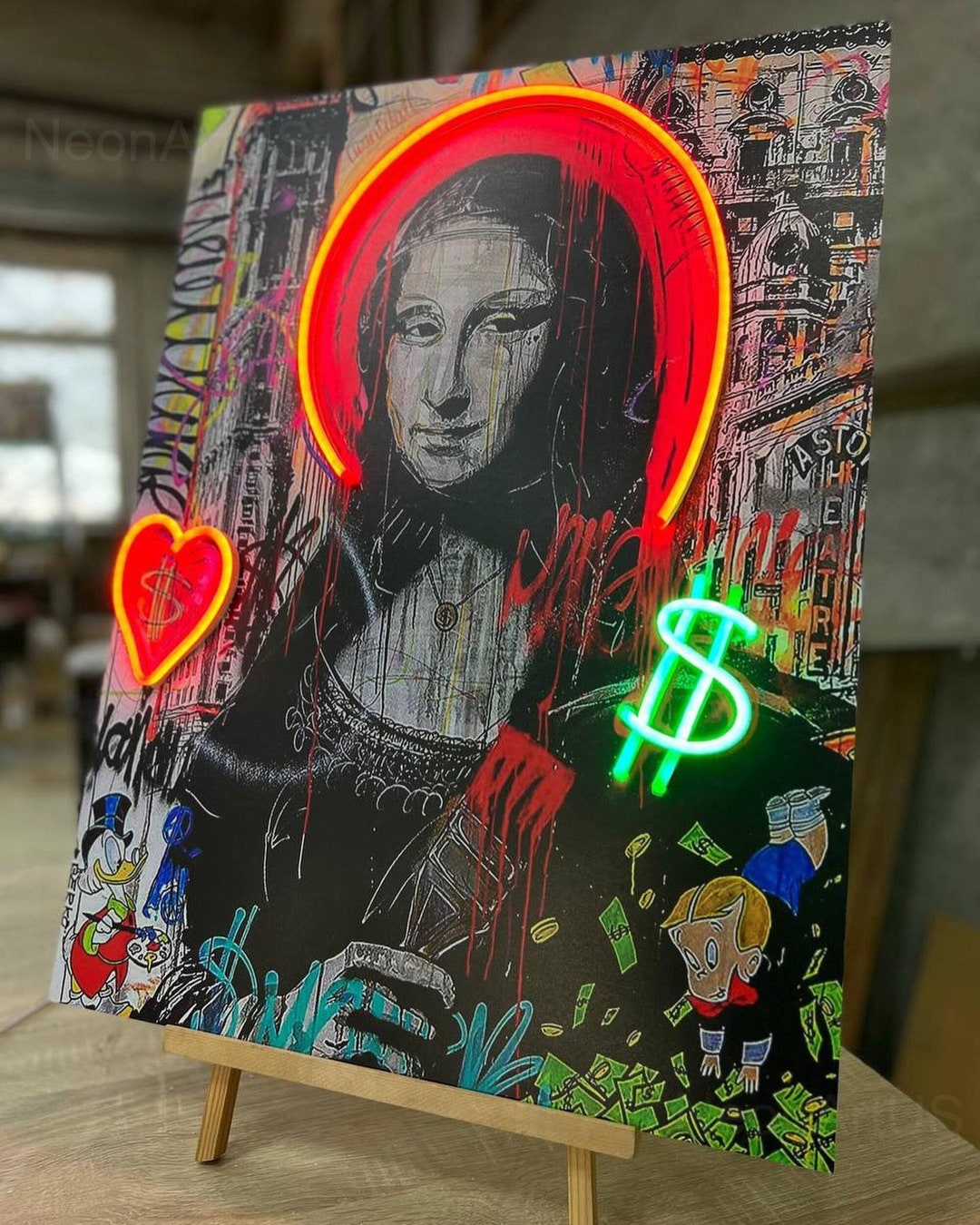 Mona Lisa Neon Art, Mona Lisa Neon Wall Decor, Unique Neon Art, Custom ...