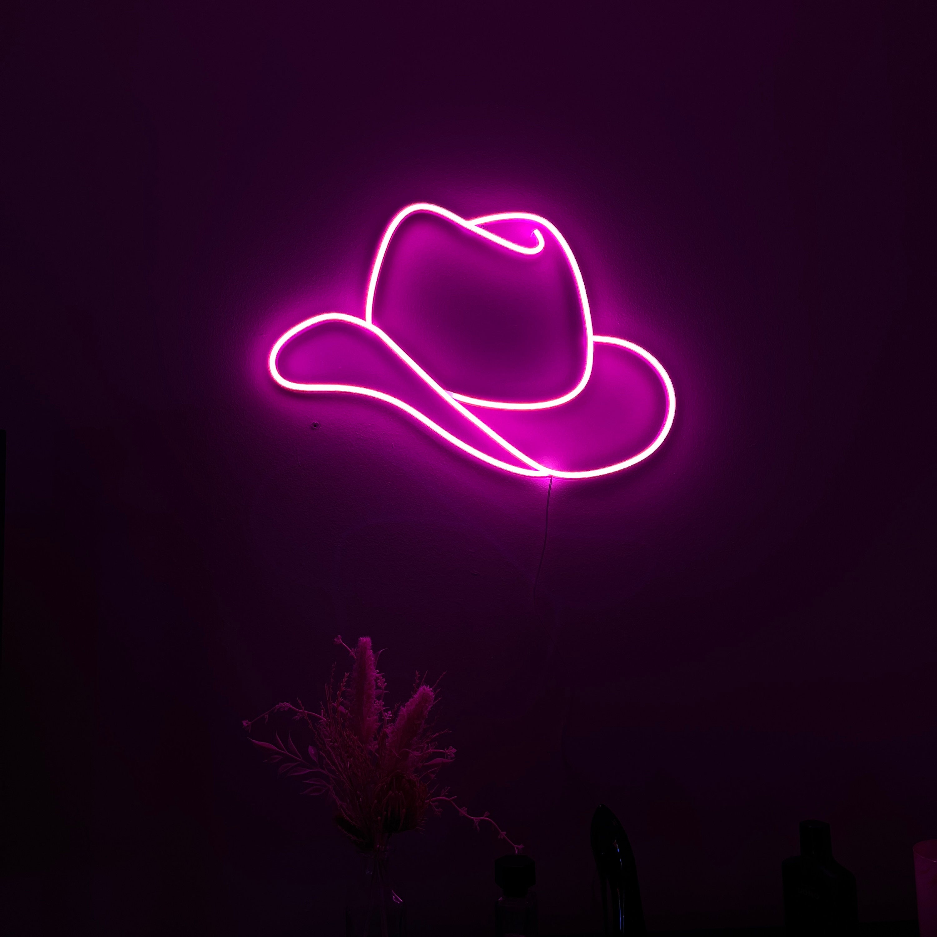 Cowboy Hat Neon Sign Western Art Lamp for Vintage Bedroom Decor, Texas ...