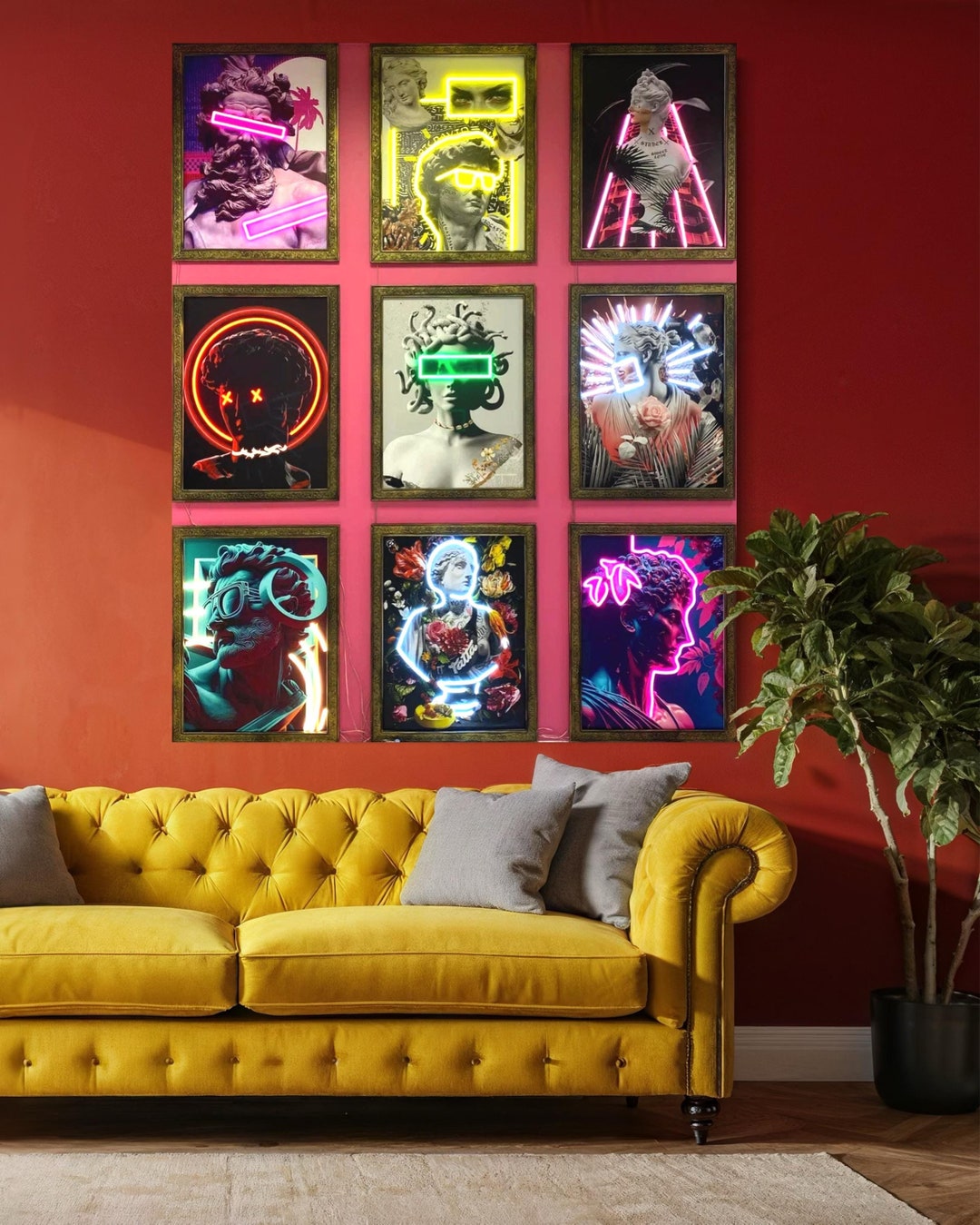 Neon Painting as a Wall Art, Unique Neon Framed Art as a Home Decor ...