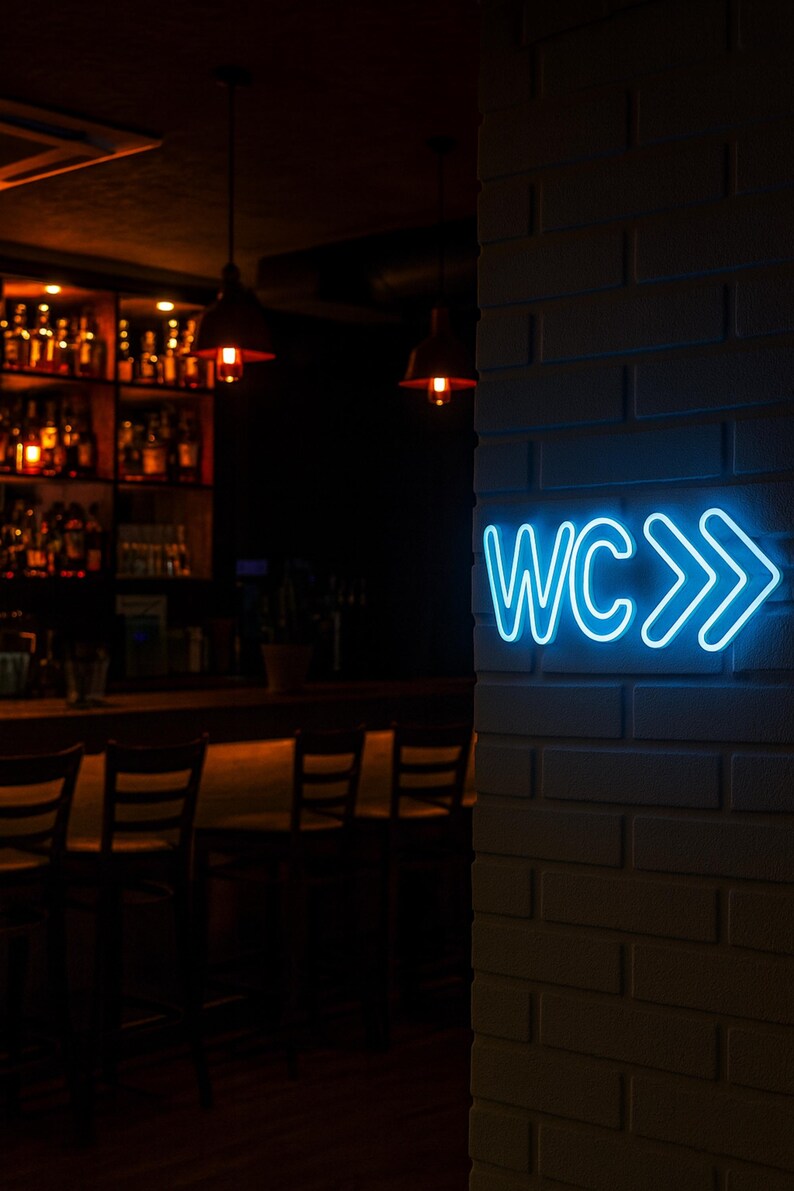 WC Neon Sign – Glow in the Dark Toilet Sign Bathroom Door Neon Light ...