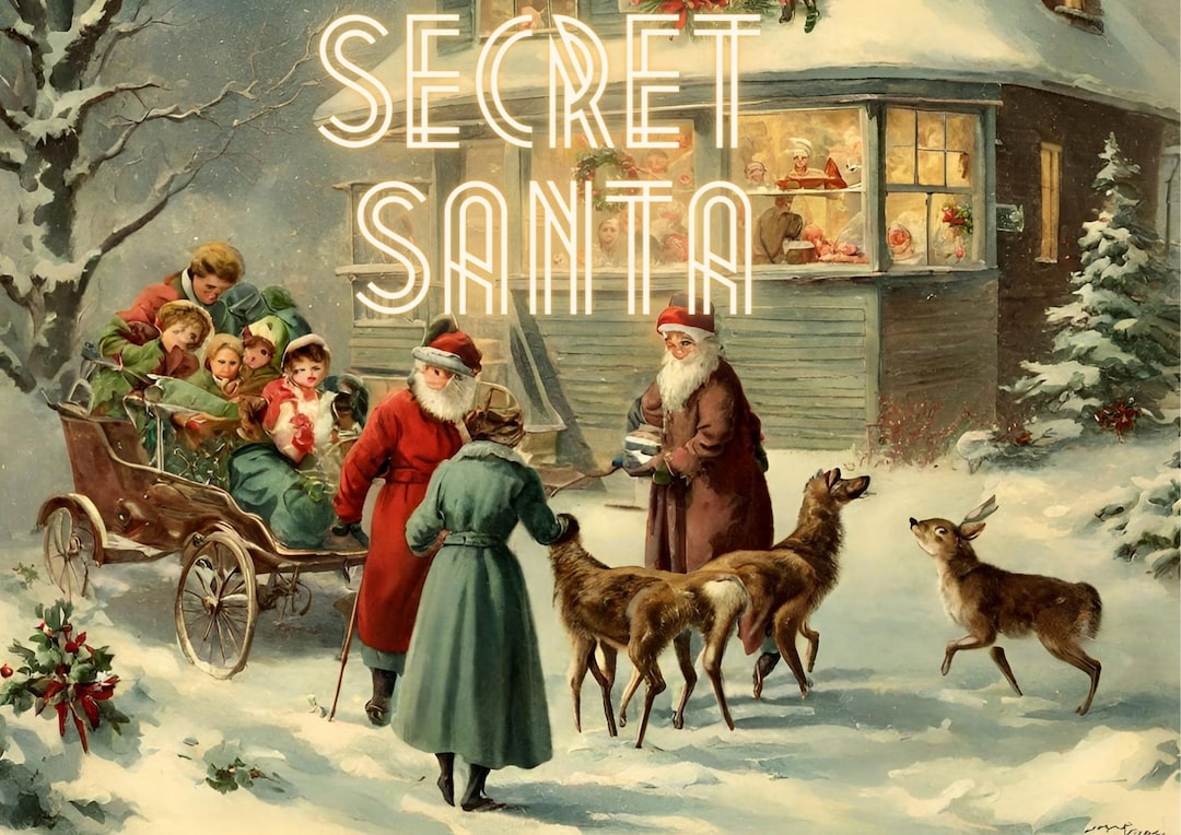 Nostalgia Santa Vintage Digital Printable Frame - Retro Christmas Decor ...