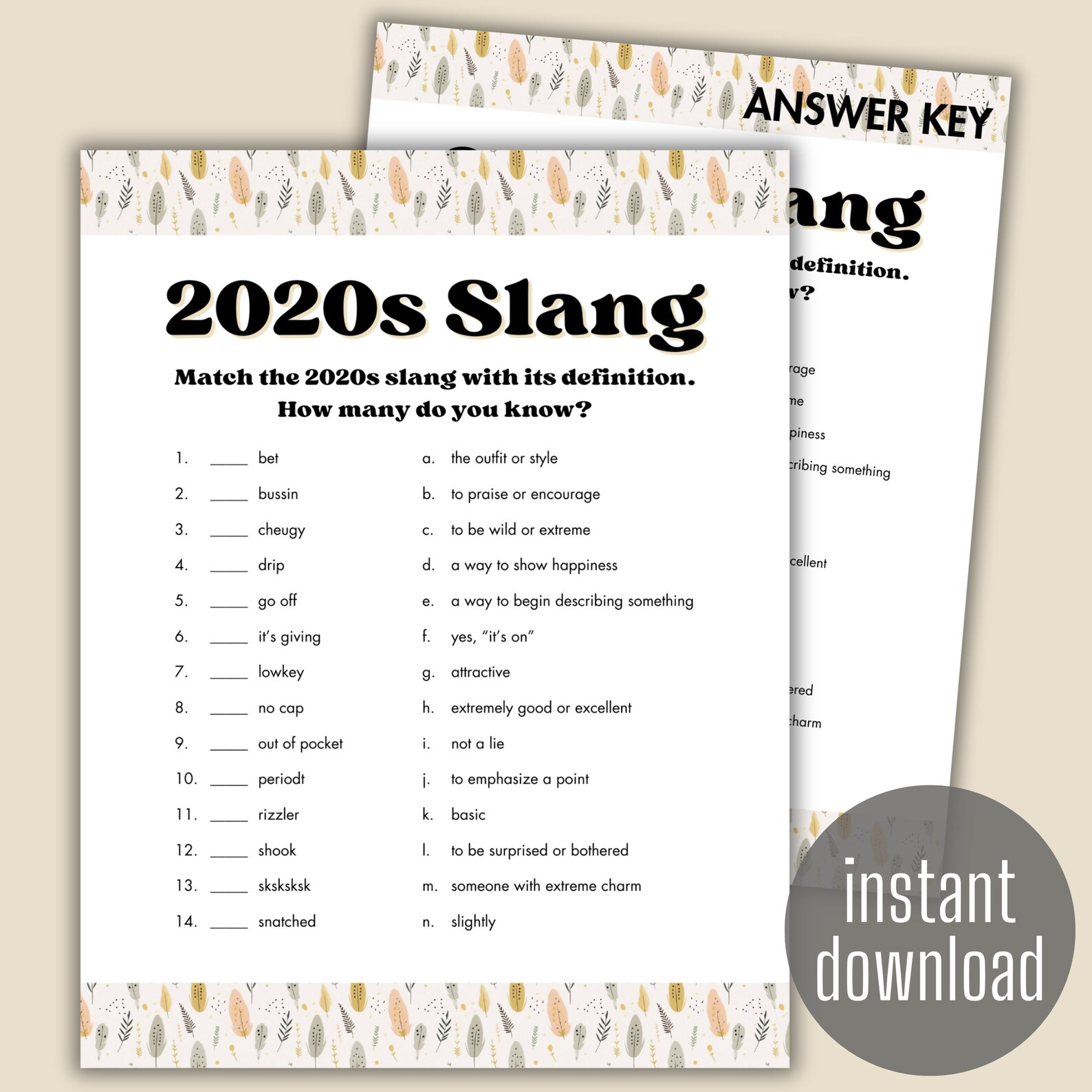 2020s Trivia Slang Game | Play With Kids and Adults | Digital Printable ...