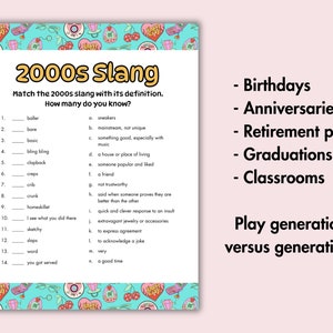 2000s Trivia Slang Game | Play With Kids and Adults | Digital Printable ...