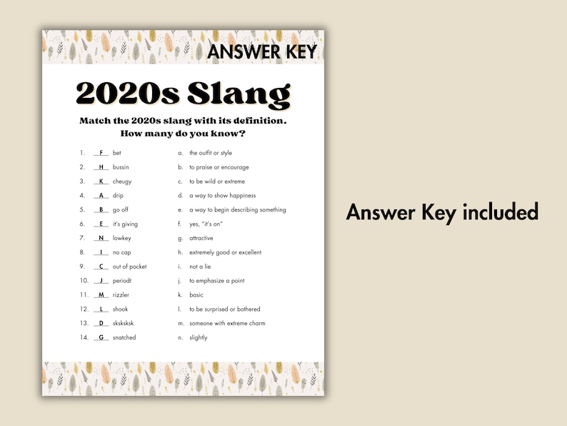 2020s Trivia Slang Game | Play With Kids and Adults | Digital Printable ...