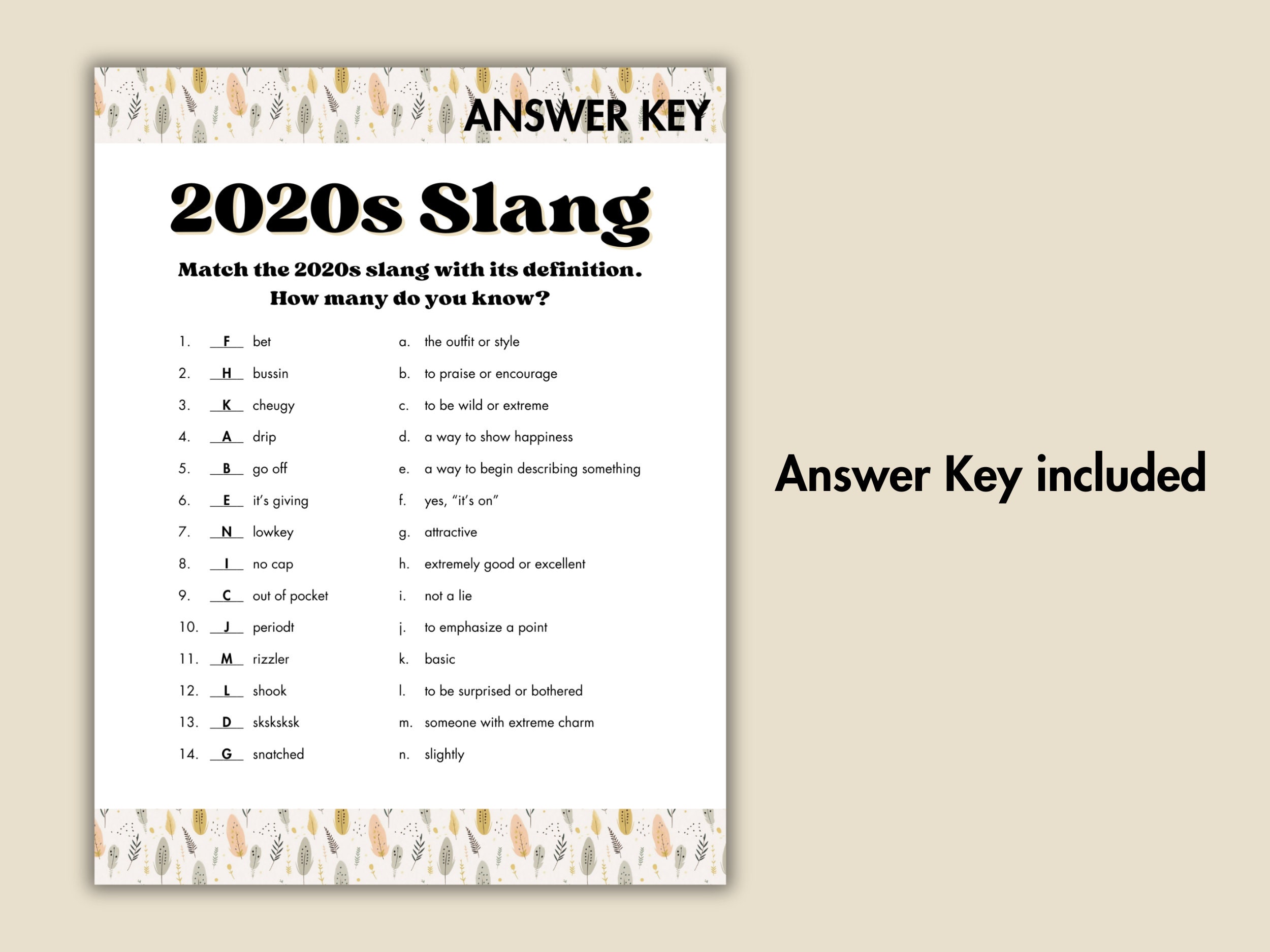 2020s Trivia Slang Game | Play With Kids and Adults | Digital Printable ...
