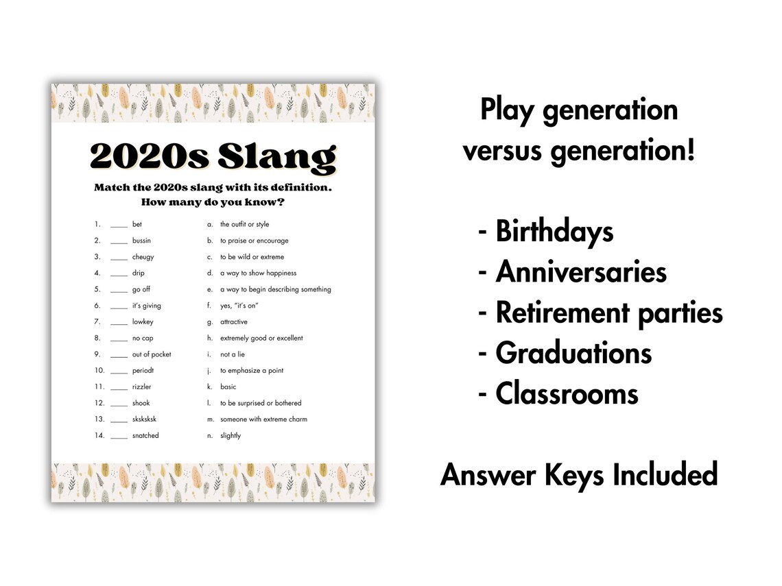 Slang by the Decades Game Pack| Play With Kids and Adults | Digital ...