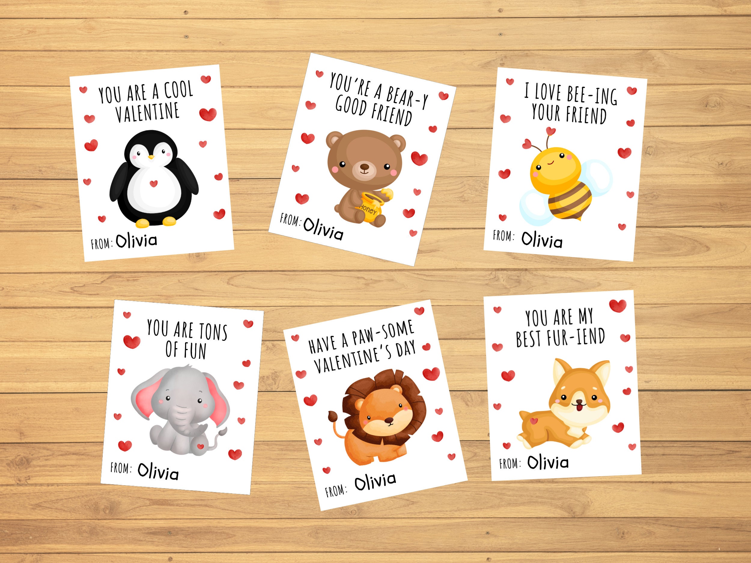 6 Pack Valentine's Day Cards Illustrated Animal Puns for Day of Love ...