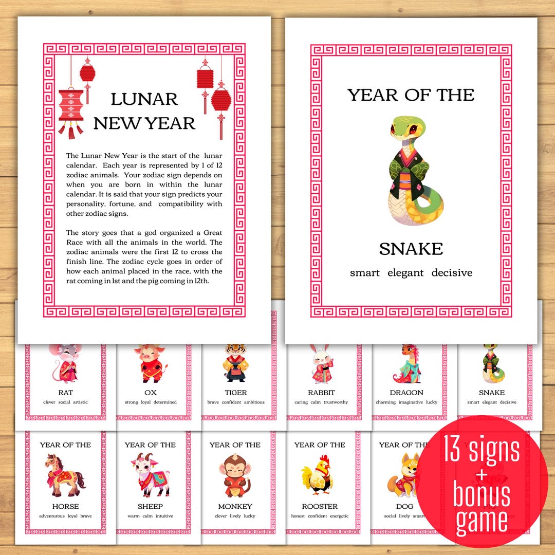 Lunar New Year Zodiac Signs | Year of the Snake 2025 | Download and ...